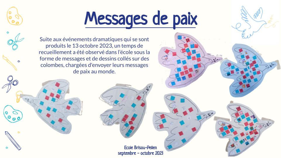 Messages de paix - 16 octobre 2023 - École Evelyne Brisou-Pellen